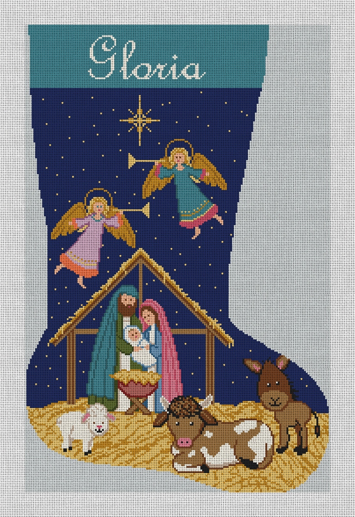 Folk Art Nativity Stocking Needlepoint Kit | NeedlePaint